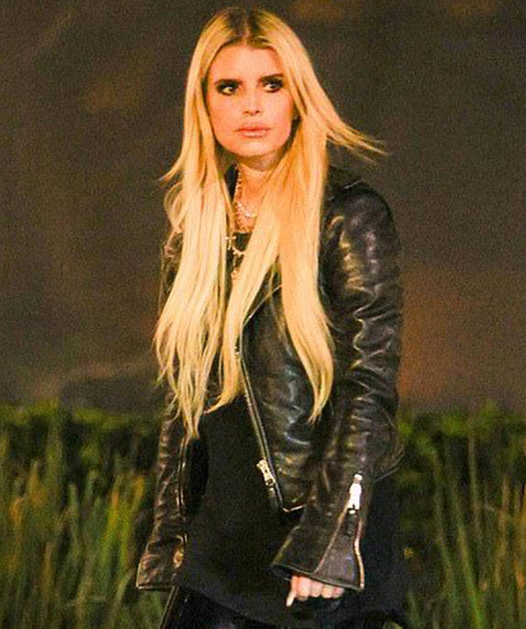 Jessica Simpson Black Leather Biker Jacket