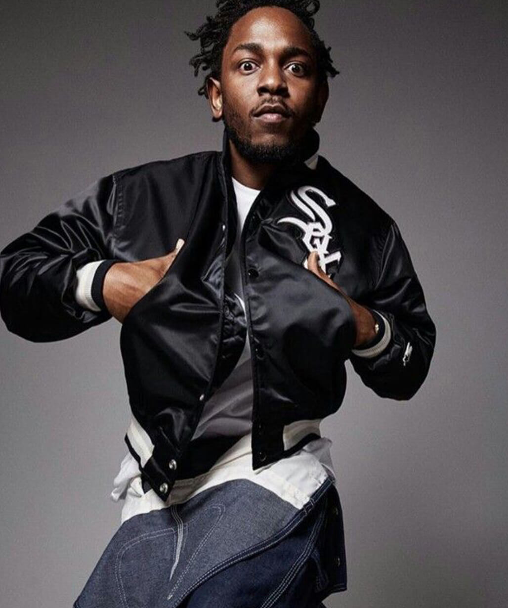 Kendrick Lamar Black Satin Bomber Jacket