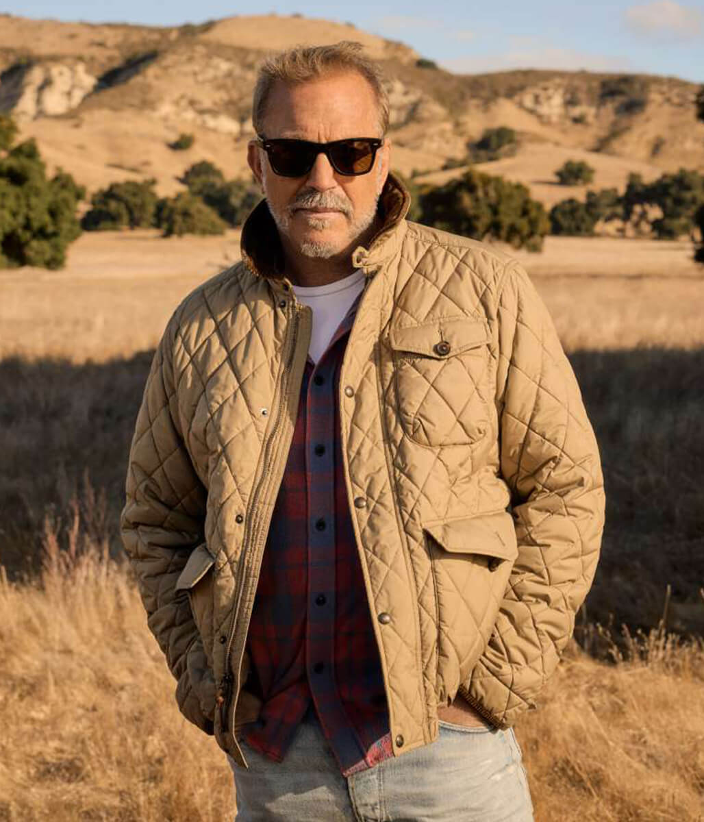Kevin Costner's The West 2025 Hayes Ellison Quilted Jacket - USA ...