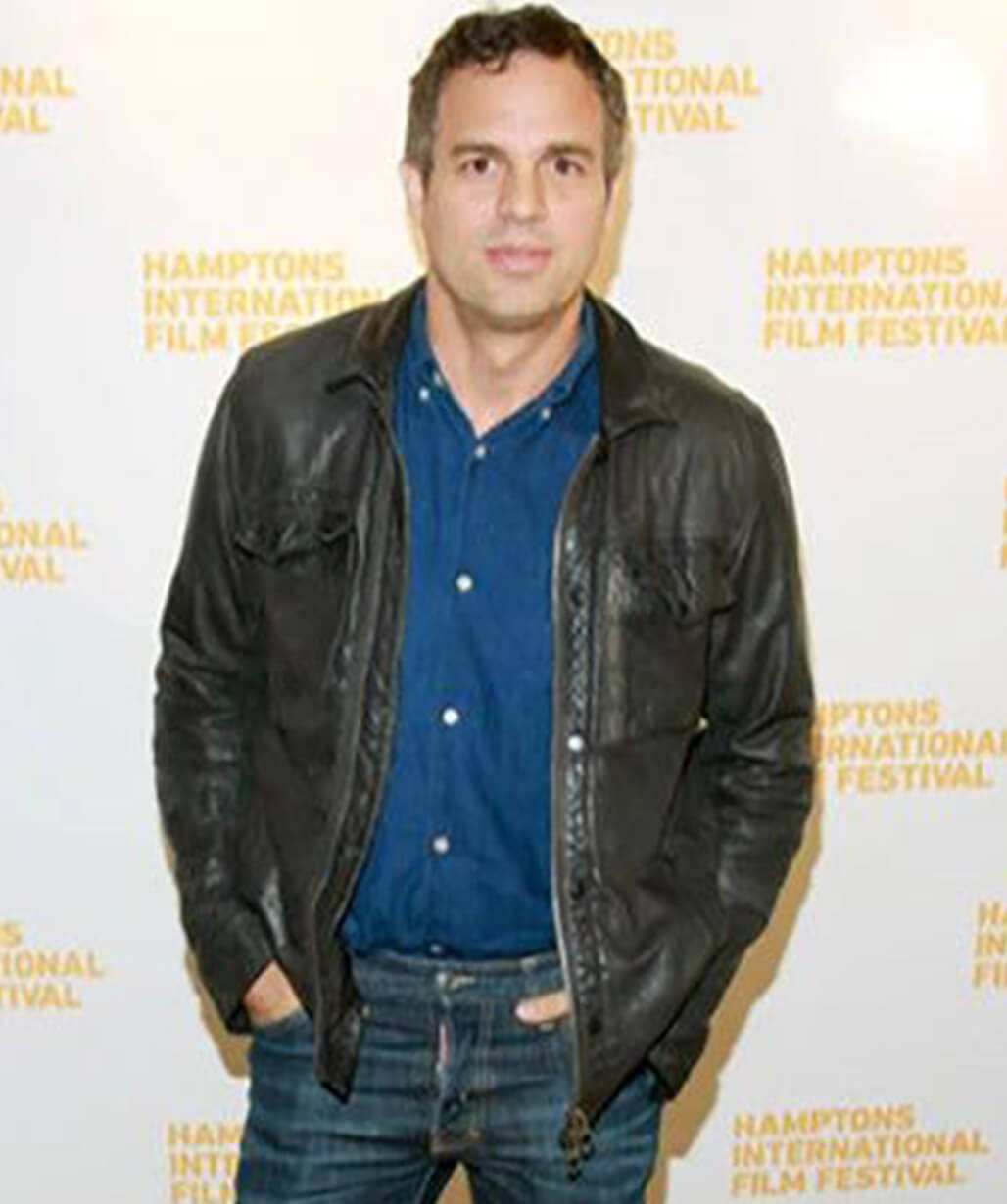 Mark Ruffalo Black Leather Jacket - USA Leather Factory