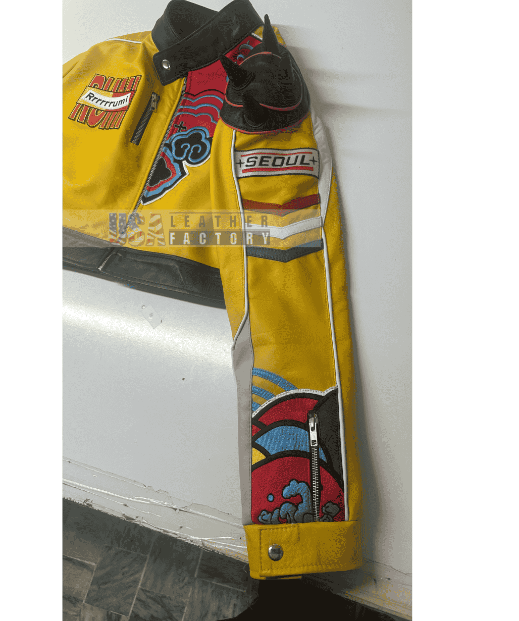 Arden Cho Rumi KPop Demon Hunters Yellow Leather Jacket