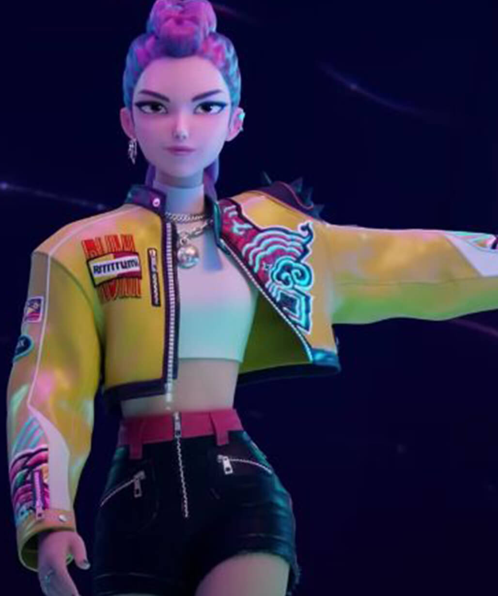 Arden Cho Rumi KPop Demon Hunters Yellow Leather Jacket