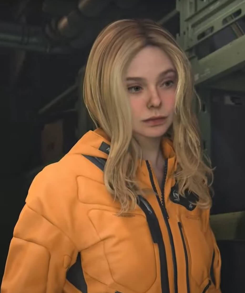 Elle Fanning Death Stranding 2 Tomorrow Orange Jacket
