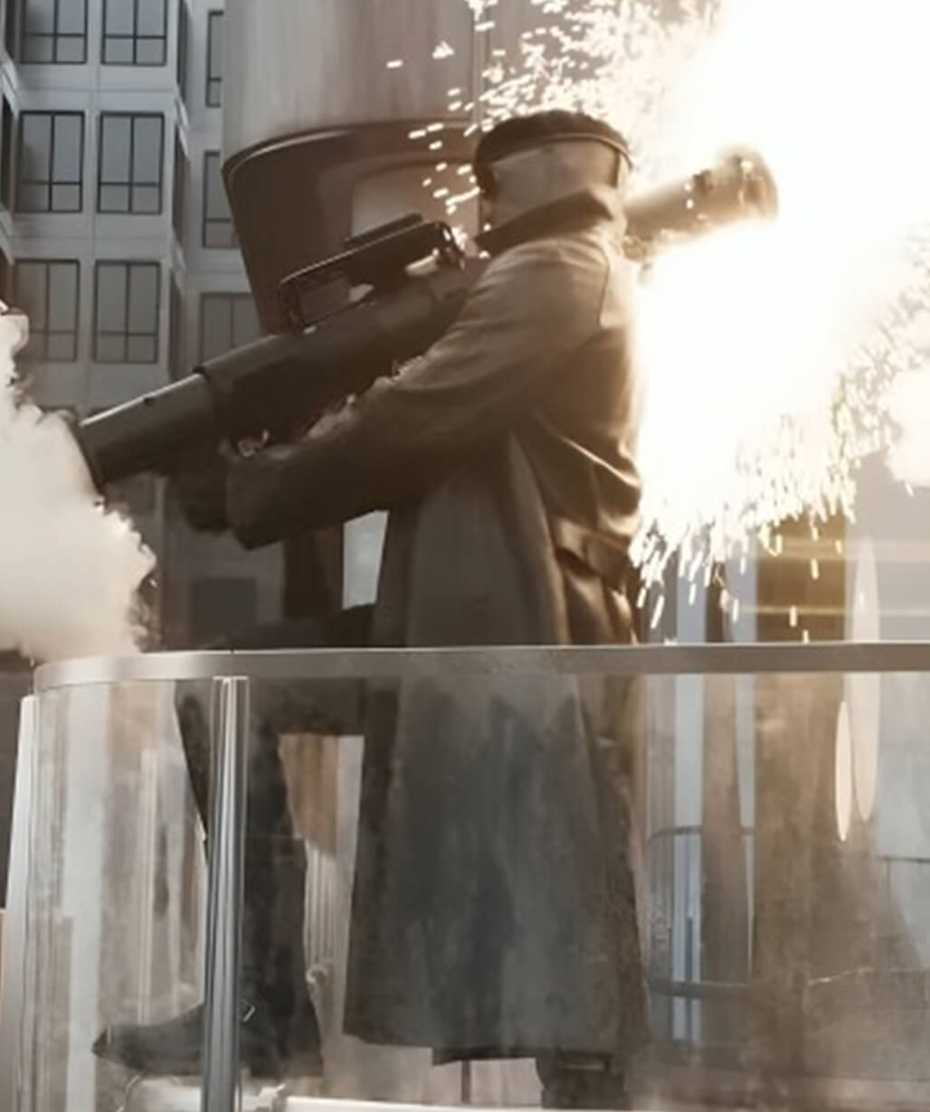 The Running Man 2025 Evan McCone Brown Leather Coat