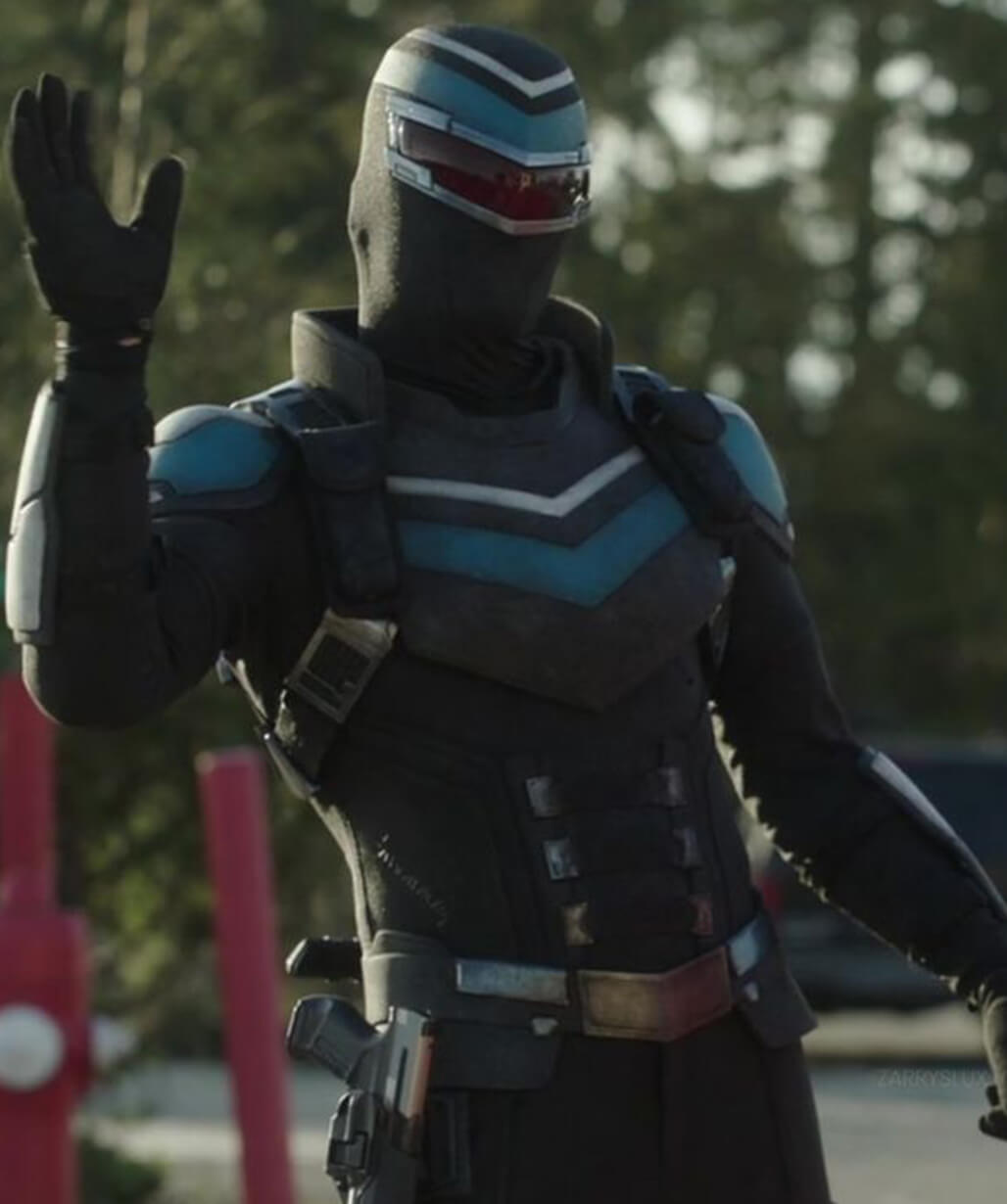 Adrian Chase Peacemaker Vigilante Costume Jacket - USA Leather Factory