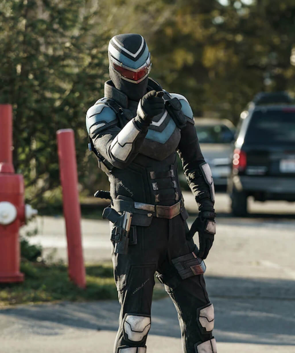 Adrian Chase Peacemaker Vigilante Costume Jacket - USA Leather Factory