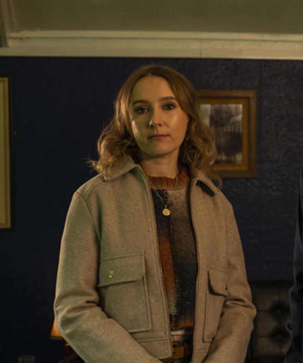Code of Silence S01 Alison Brooks Grey Wool Jacket - USA Leather Factory