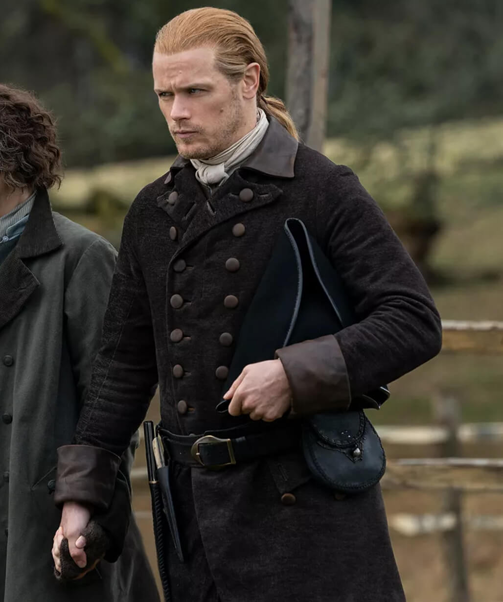 Jamie Fraser Outlander S07 Black Coat - USA Leather Factory