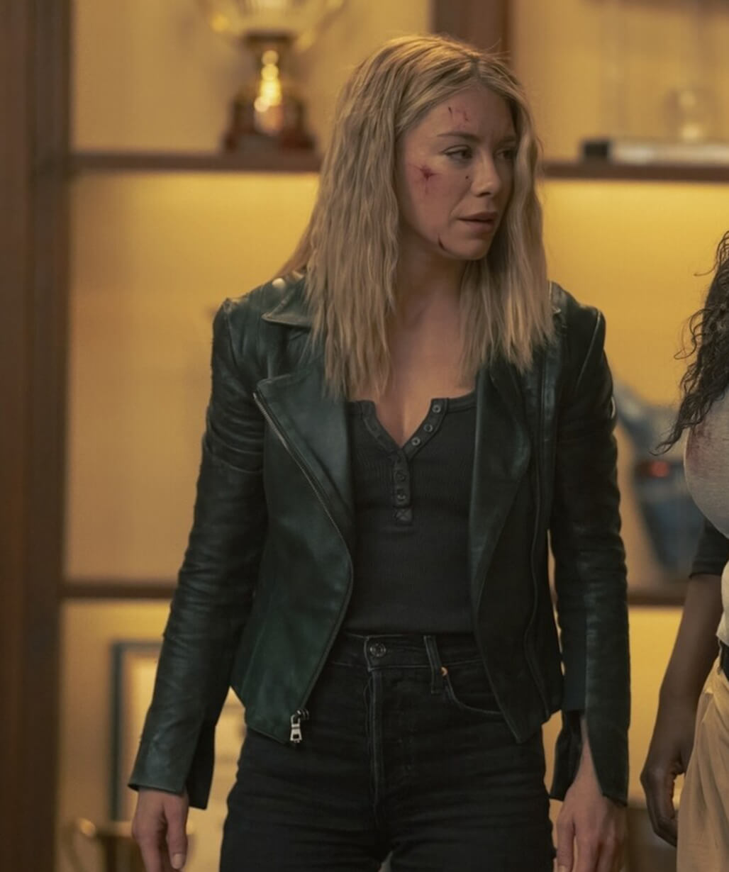Jennifer Holland Peacemaker Biker Leather Jacket - USA Leather Factory