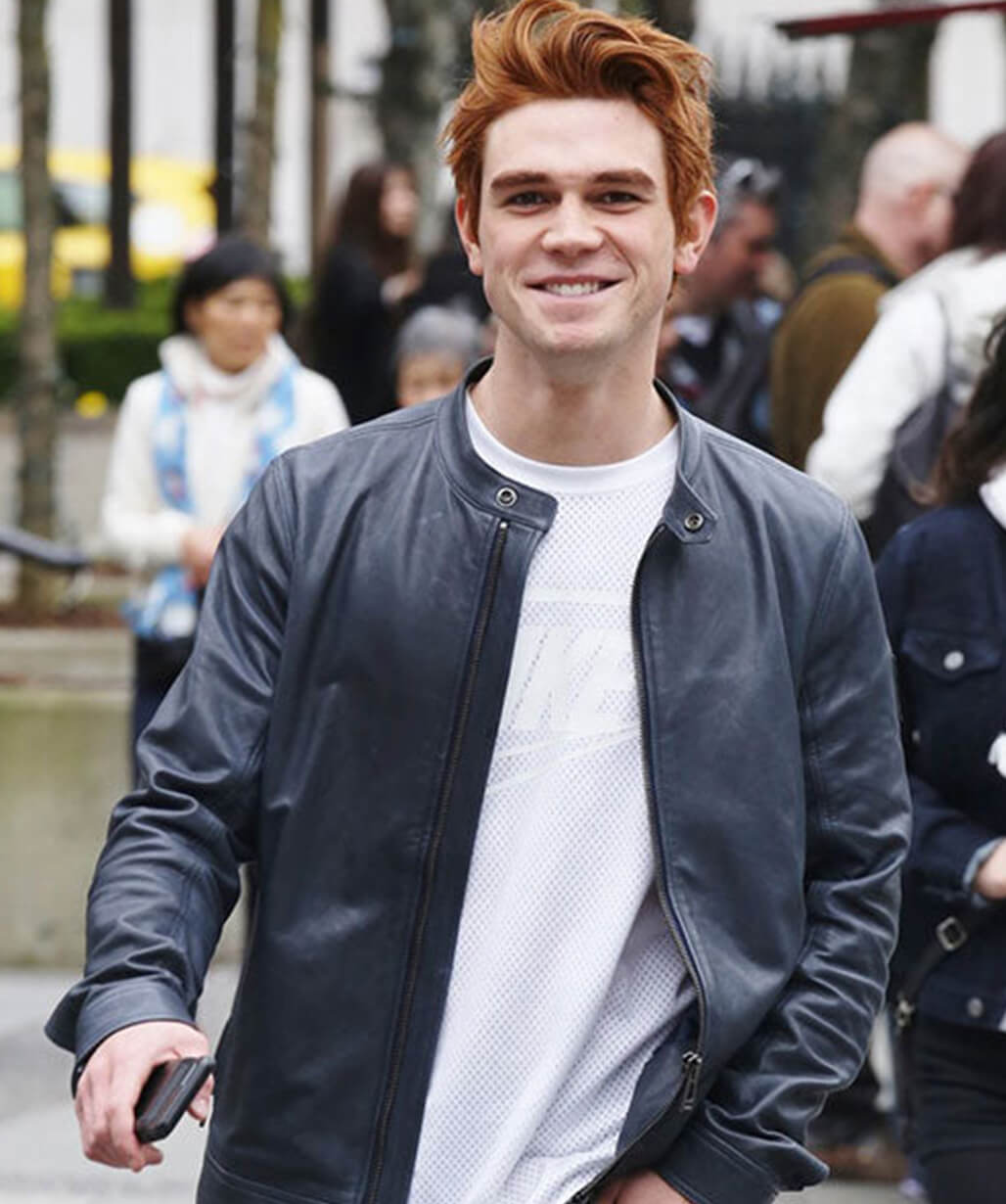 KJ Apa Blue Leather Jacket - USA Leather Factory