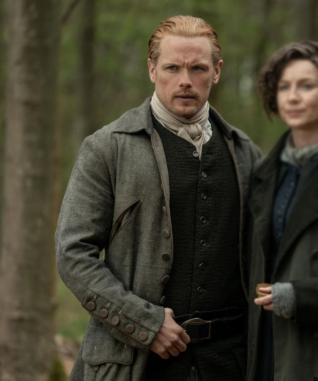Outlander S07 Jamie Fraser Grey Wool Coat - USA Leather Factory