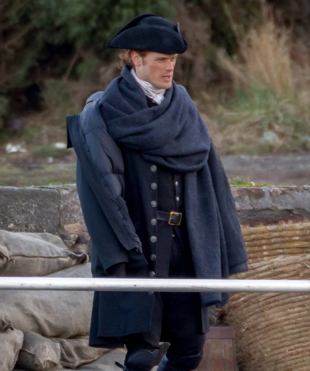 Outlander S04 Jamie Fraser Black Long Coat - USA Leather Factory