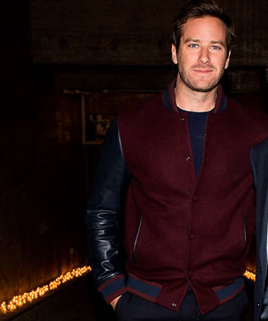 Armie Hammer Varsity Maroon Jacket - USA Leather Factory
