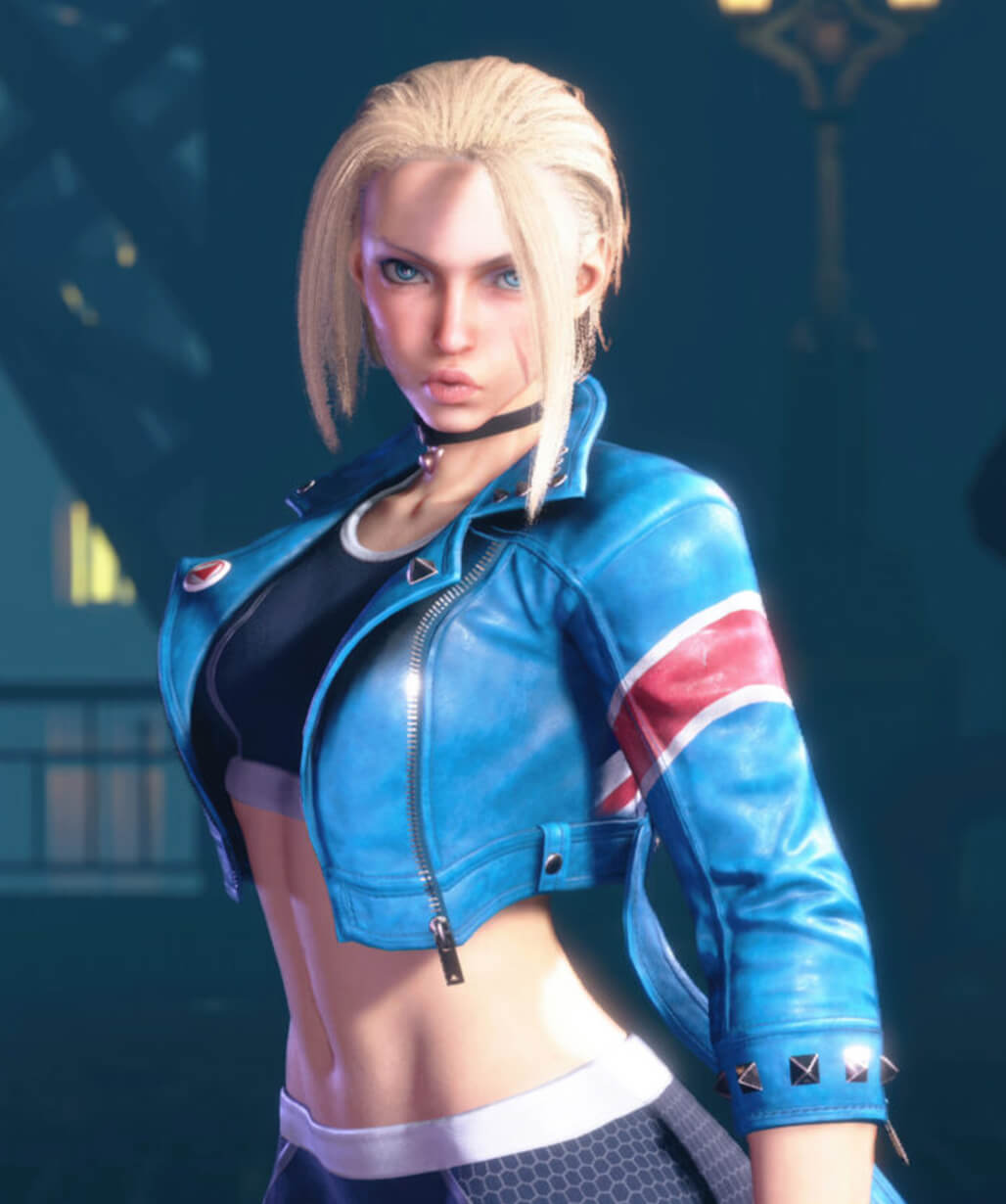 Cammy White Street Fighter 6 Biker Blue Leather Jacket - USA Leather ...