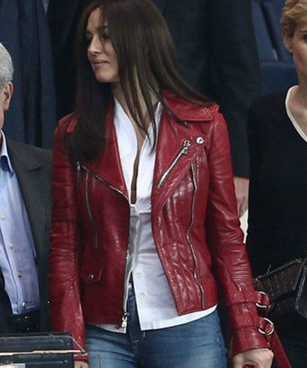 Monica Bellucci Biker Leather Jacket - USA Leather Factory