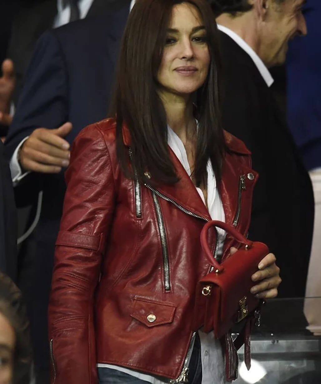 Monica Bellucci Biker Leather Jacket - USA Leather Factory