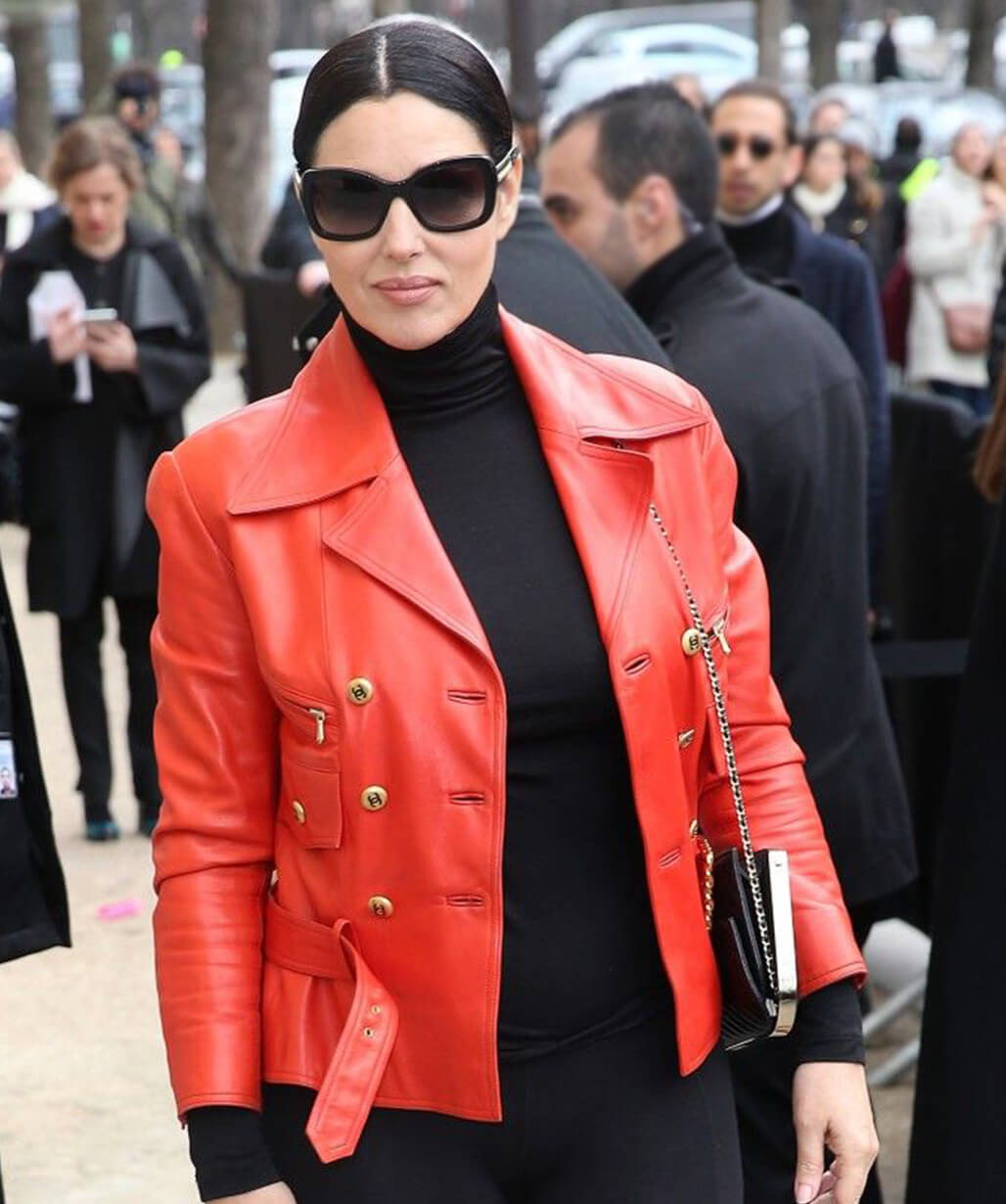 Monica Bellucci Red Leather Jacket - USA Leather Factory