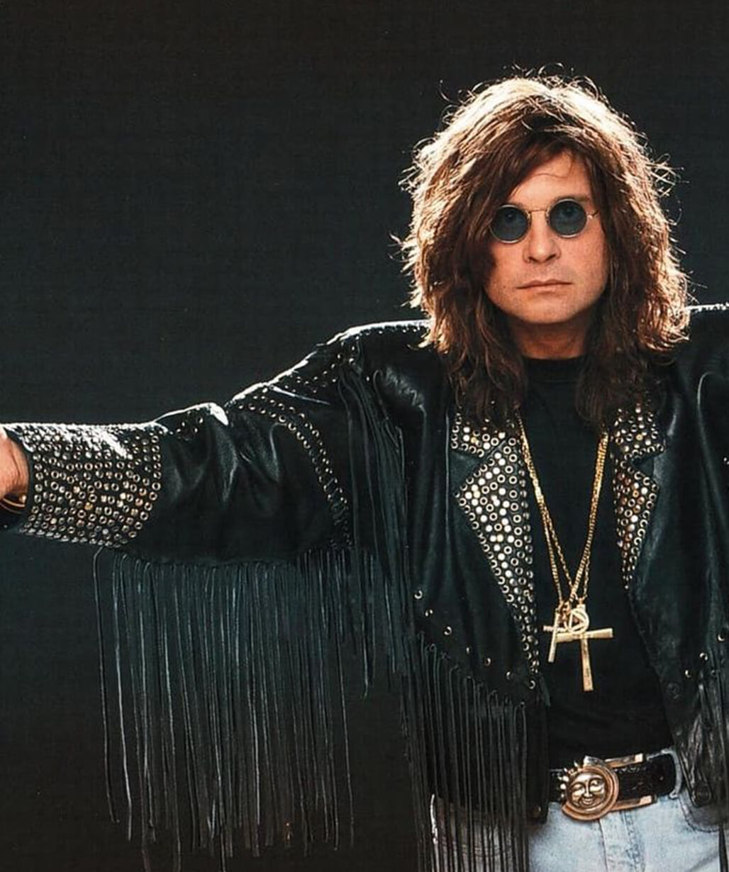 Ozzy Osbourne Black Fringe Leather Jacket - USA Leather Factory