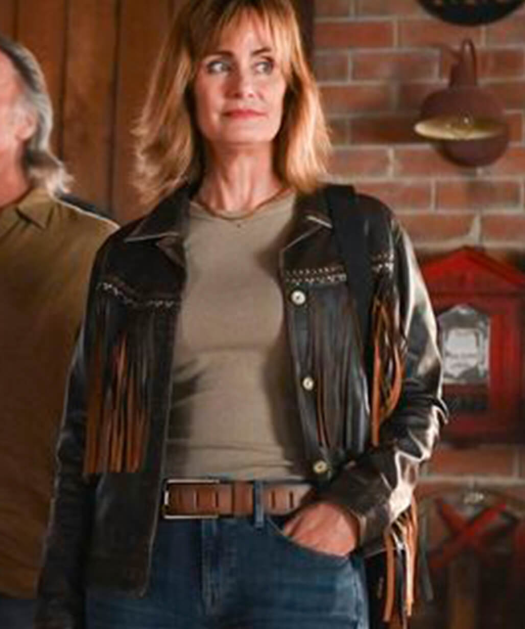 Sharon Leone Fire Country Leather Fringe Jacket - USA Leather Factory