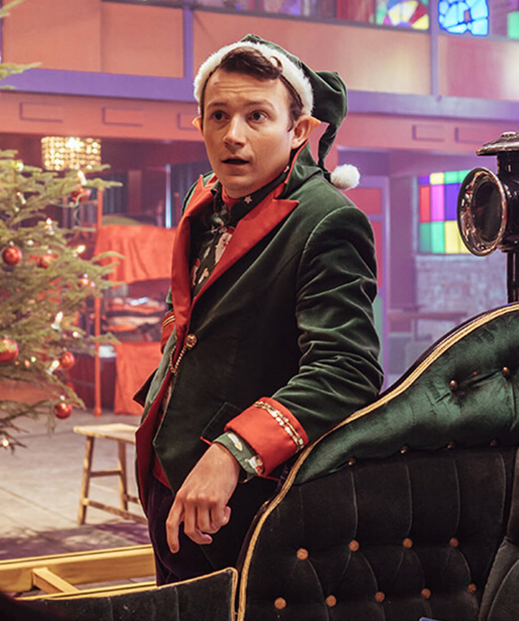 David and the Elves 2021 Elf Albert Velvet Green Coat - USA Leather Factory