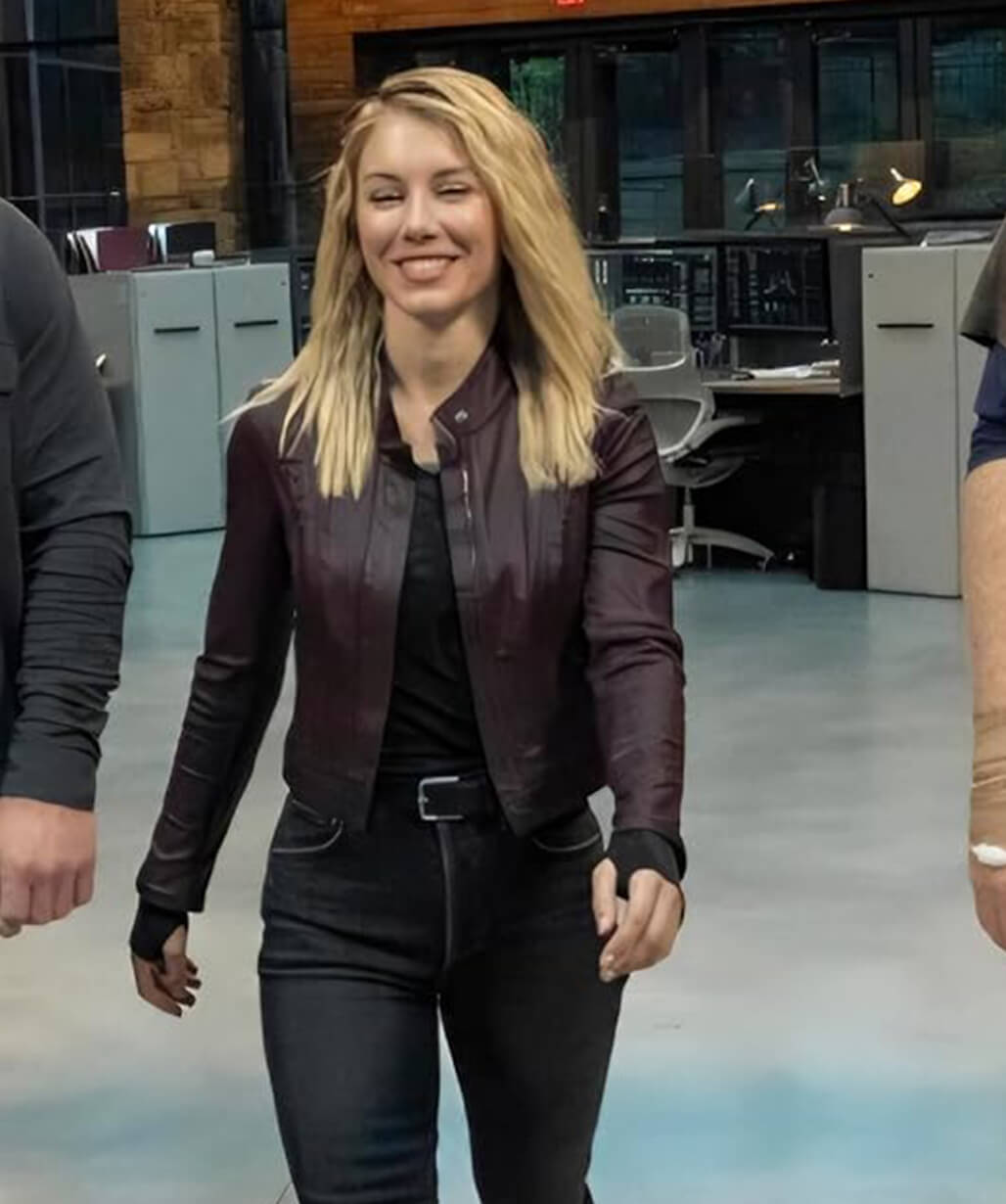 Jennifer Holland Peacemaker S02 Maroon Leather Jacket - USA Leather Factory