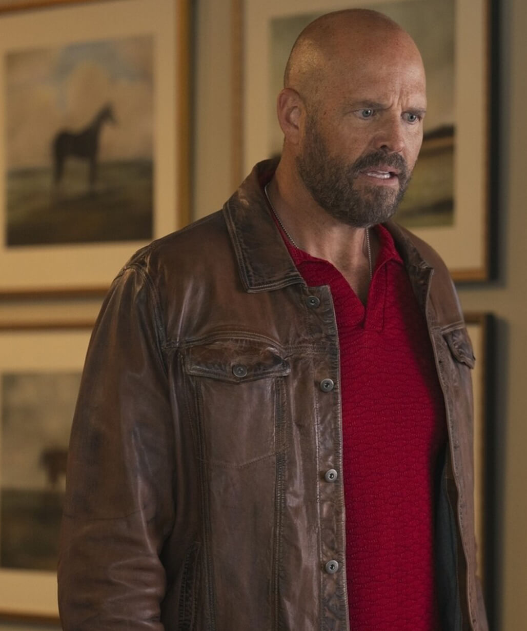 Peacemaker S02 Keith Smith Brown Leather Jacket - USA Leather Factory