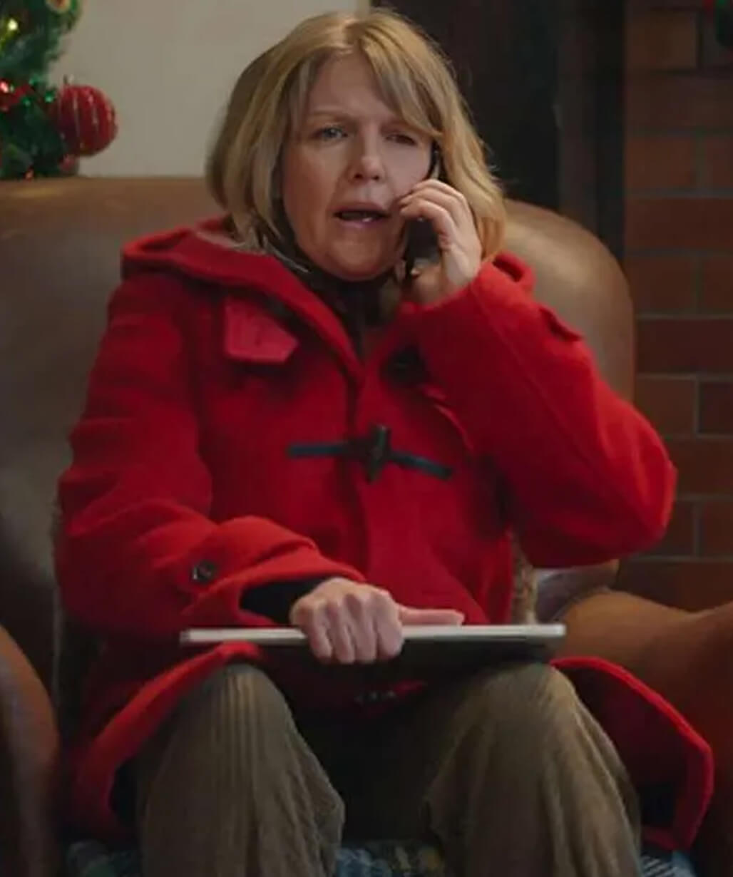 Man Vs Baby 2025 Ashley Jensen Janet Red Coat - USA Leather Factory