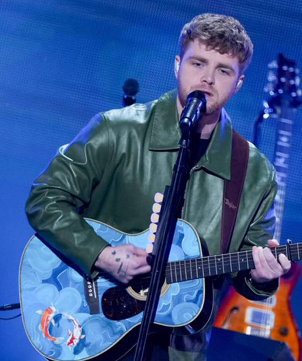 Alex Warren Green Leather Jacket - USA Leather Factory